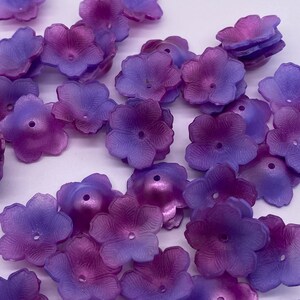 Hand Painted Periwinkle Flower Beads From Our Studio. (16mm) Periwinkle ...