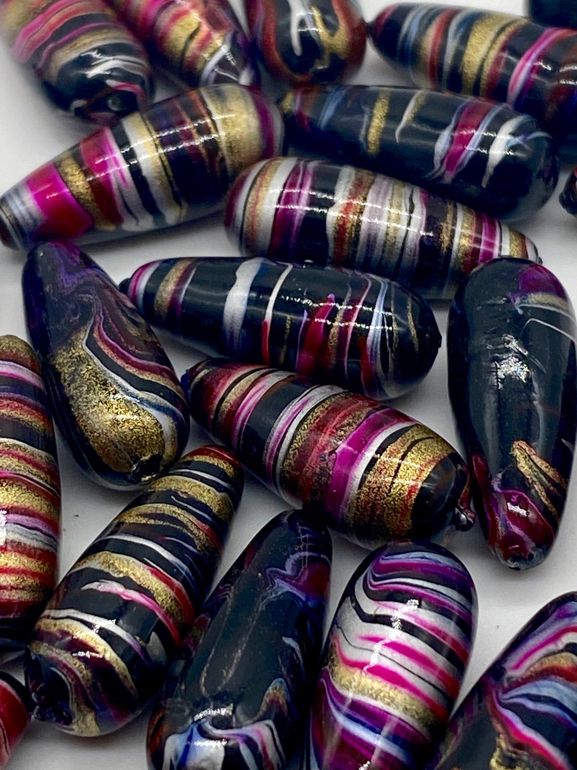 Vintage Hand Painted Swirly Pattern Teardrop Beads From - Etsy