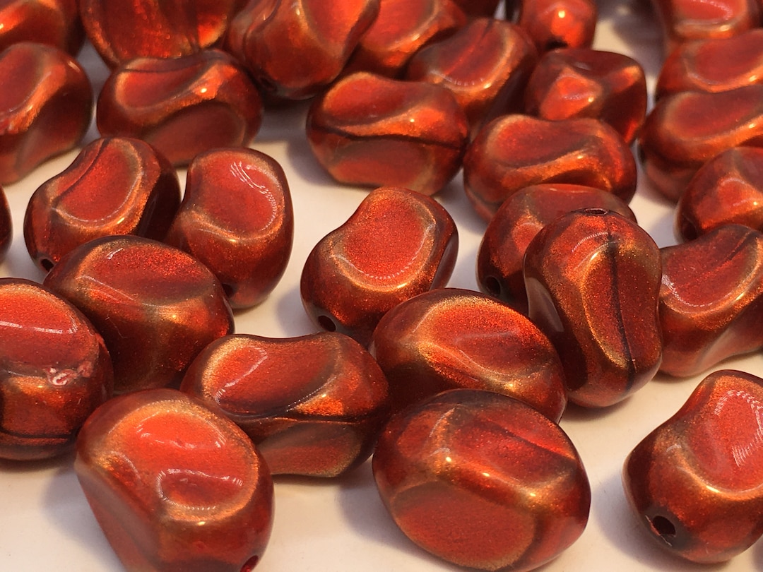 Unusual Vintage Orange Bean Shaped Beads From Germany. (20 Pieces) - Etsy