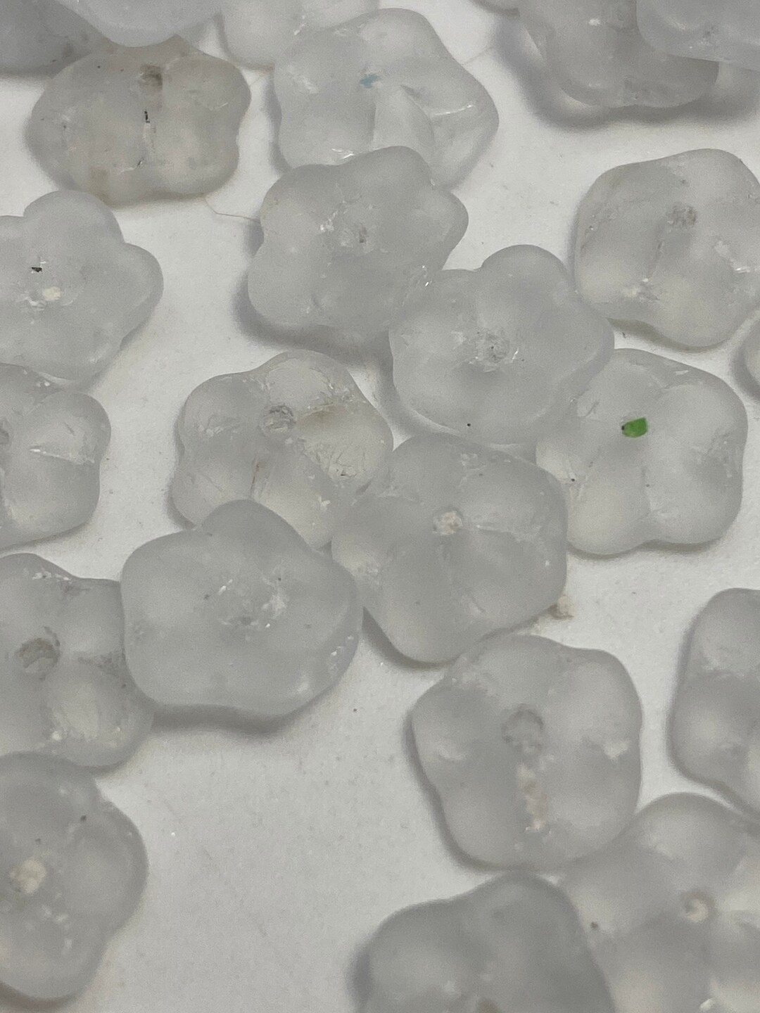 White Frosted Matt Glass Flowers. (30 Pieces per Price) - Etsy