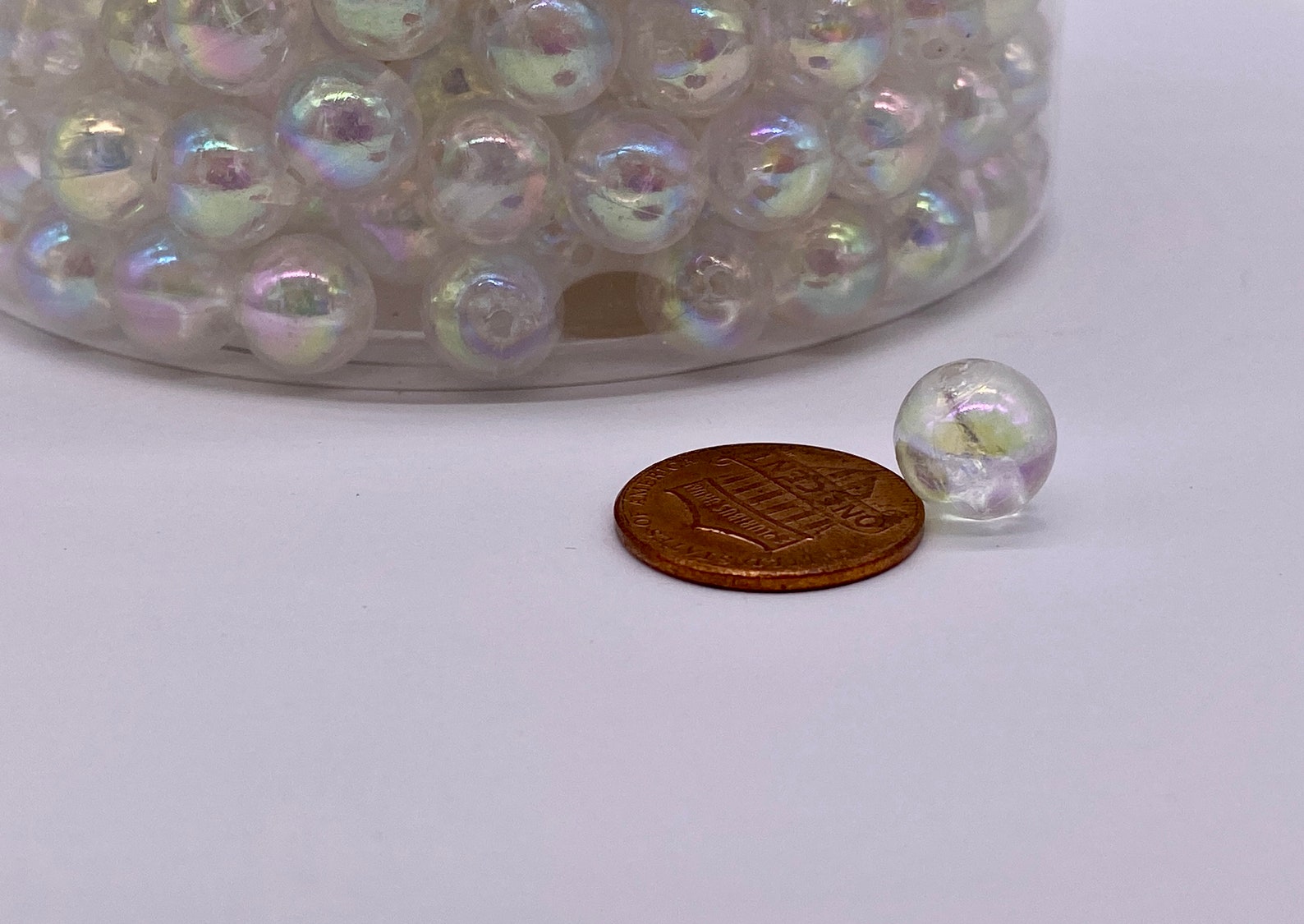 Clear Round Bubble Beads With AB Finish. 10mm. Acrylic.( 30 Pieces per ...