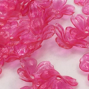 Delicate Hot Pink Transparent Flowers. Plastic. (40 Pieces per Price ...