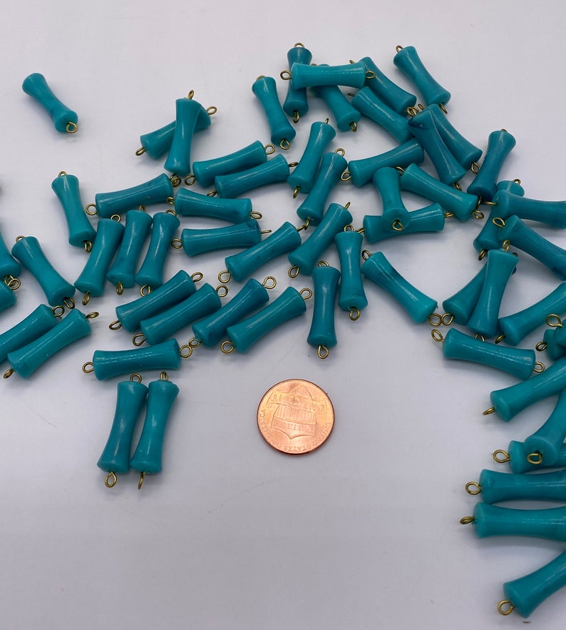 Large Vintage Bone Shaped Connectors. Acrylic Turquoise. 22mm | Etsy