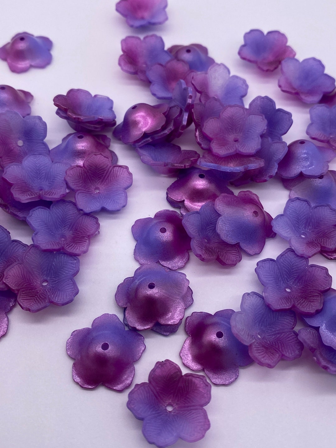Hand Painted Periwinkle Flower Beads From Our Studio. (16mm) Periwinkle ...