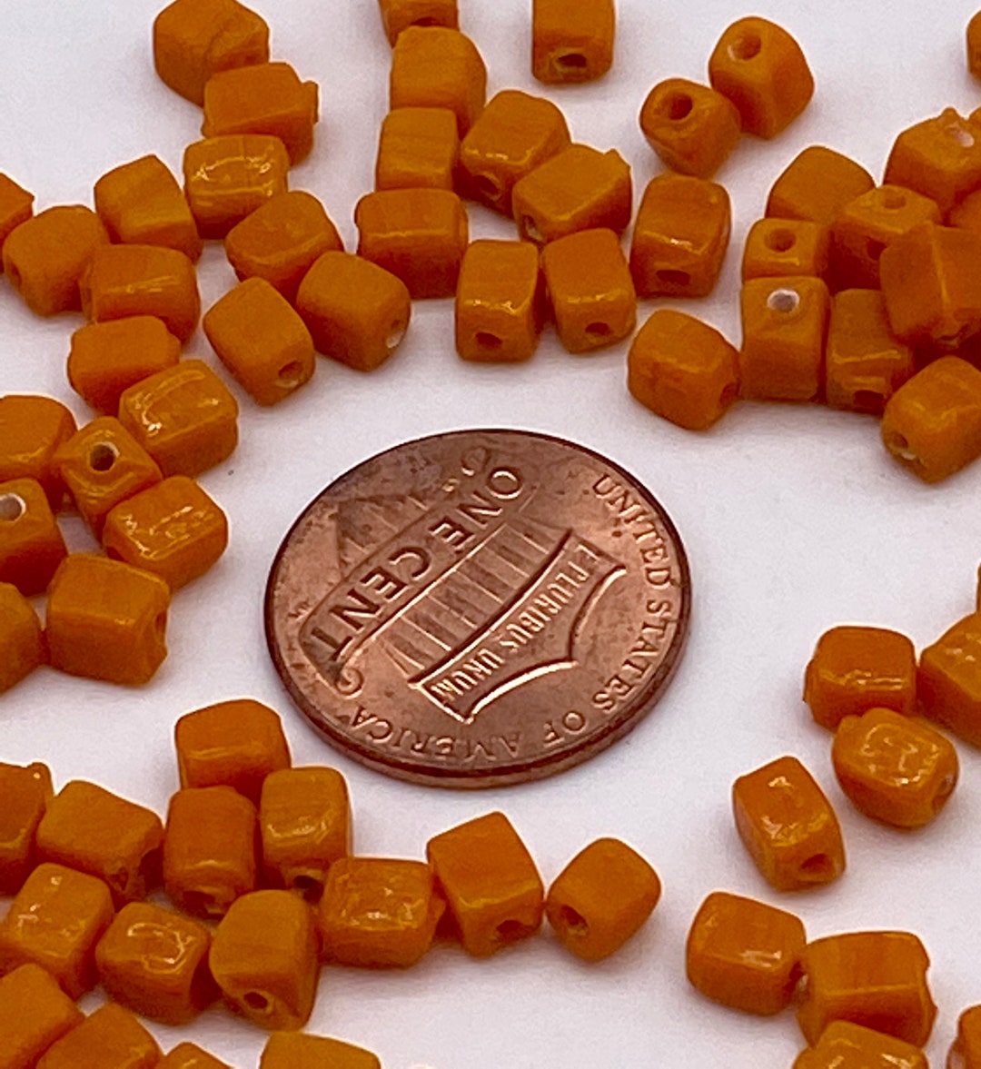 Tiny Opaque Glass Cube Bead. Orange. 4mm ( 400 Peices per Price) - Etsy