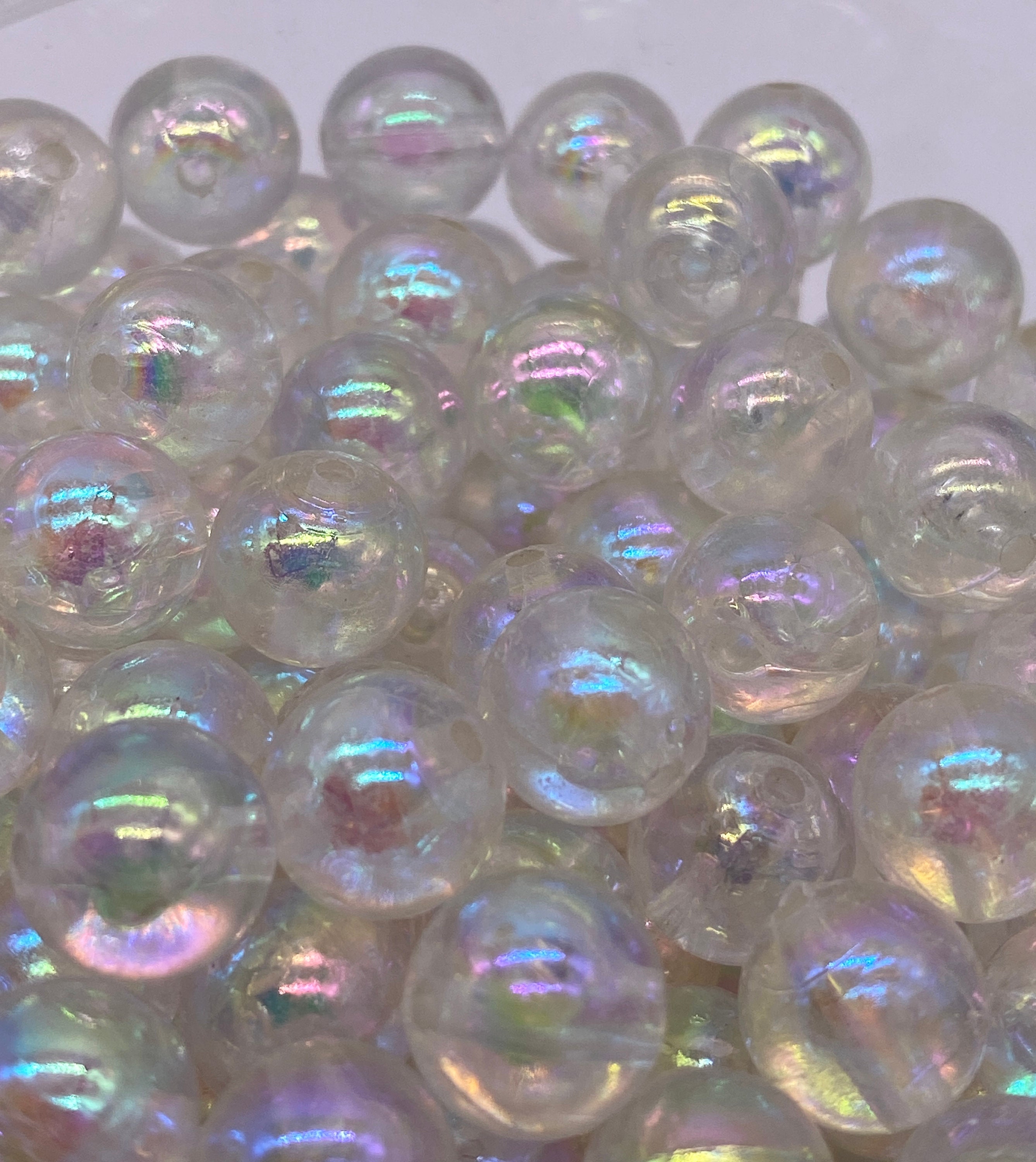 Clear Round Bubble Beads With AB Finish. 10mm. Acrylic.( 30 Pieces per ...