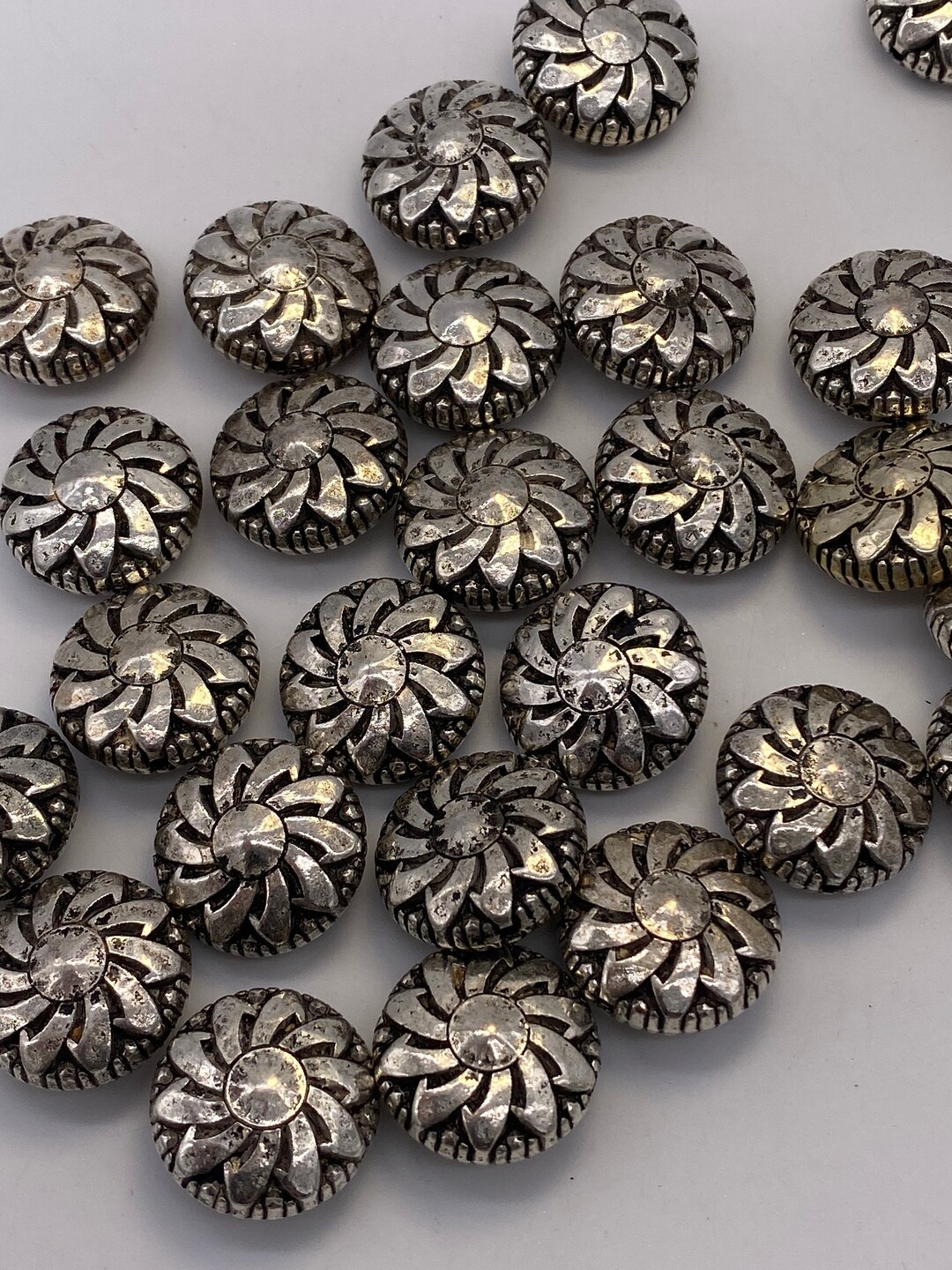 Vintage Button Style Bead From India. Pressed & Molded Tin. ( 12 Pieces ...