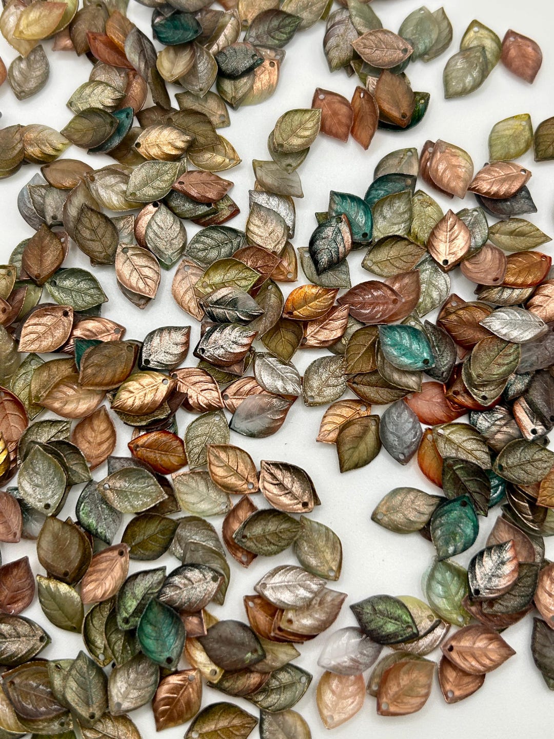 Mixed Lot of Hand Painted Small Dog Wood Leaf Drops. Etched Bronze ...