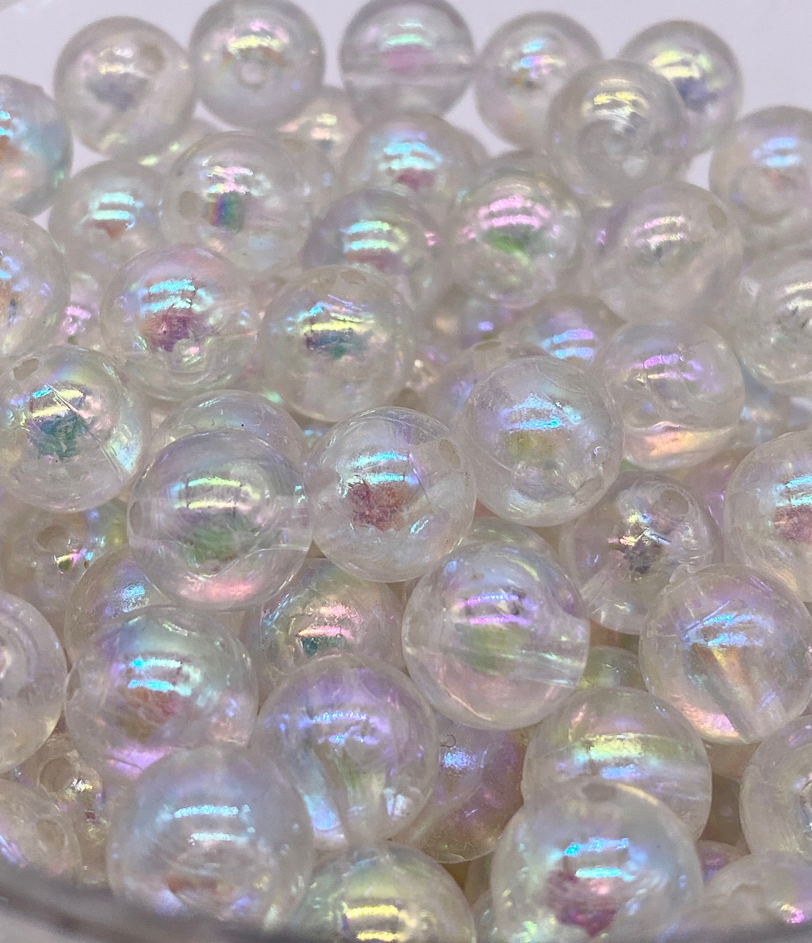 Clear Round Bubble Beads With AB Finish. 10mm. Acrylic.( 30 Pieces per ...