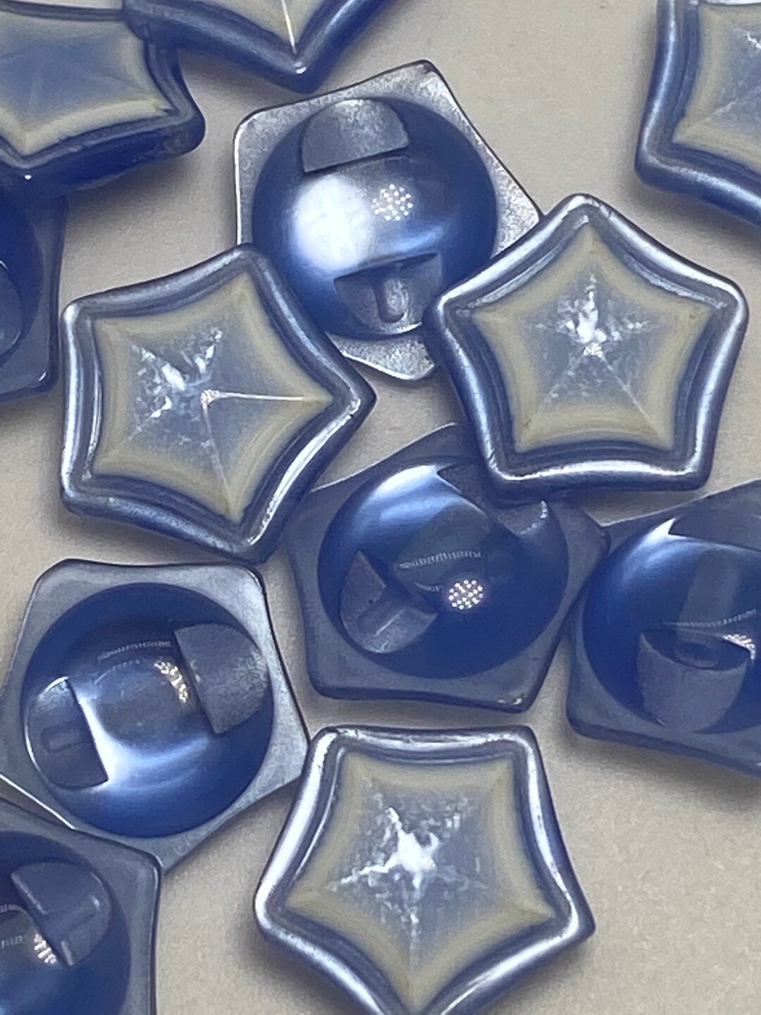 Starfish Button Beads From Hong Kong. (light Ocean Blue) (10 Pieces per ...