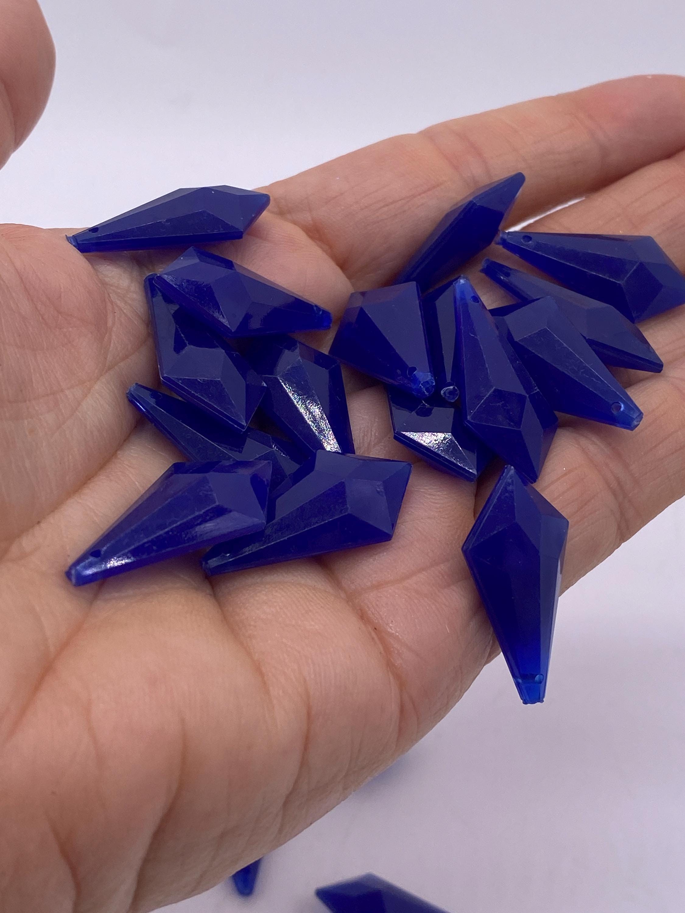 Vintage Faceted Elongated Diamond Shaped Teardrop. 27mm Length. Cobalt ...