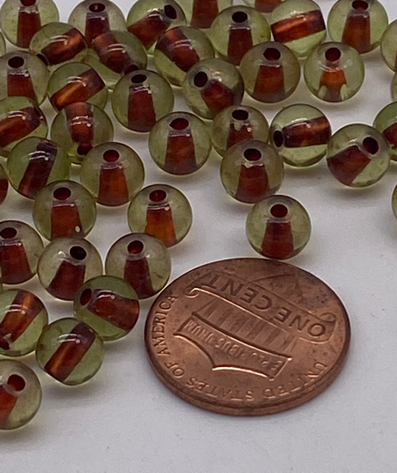 Small glass bead with center stripe. 40 pieces per price | Etsy