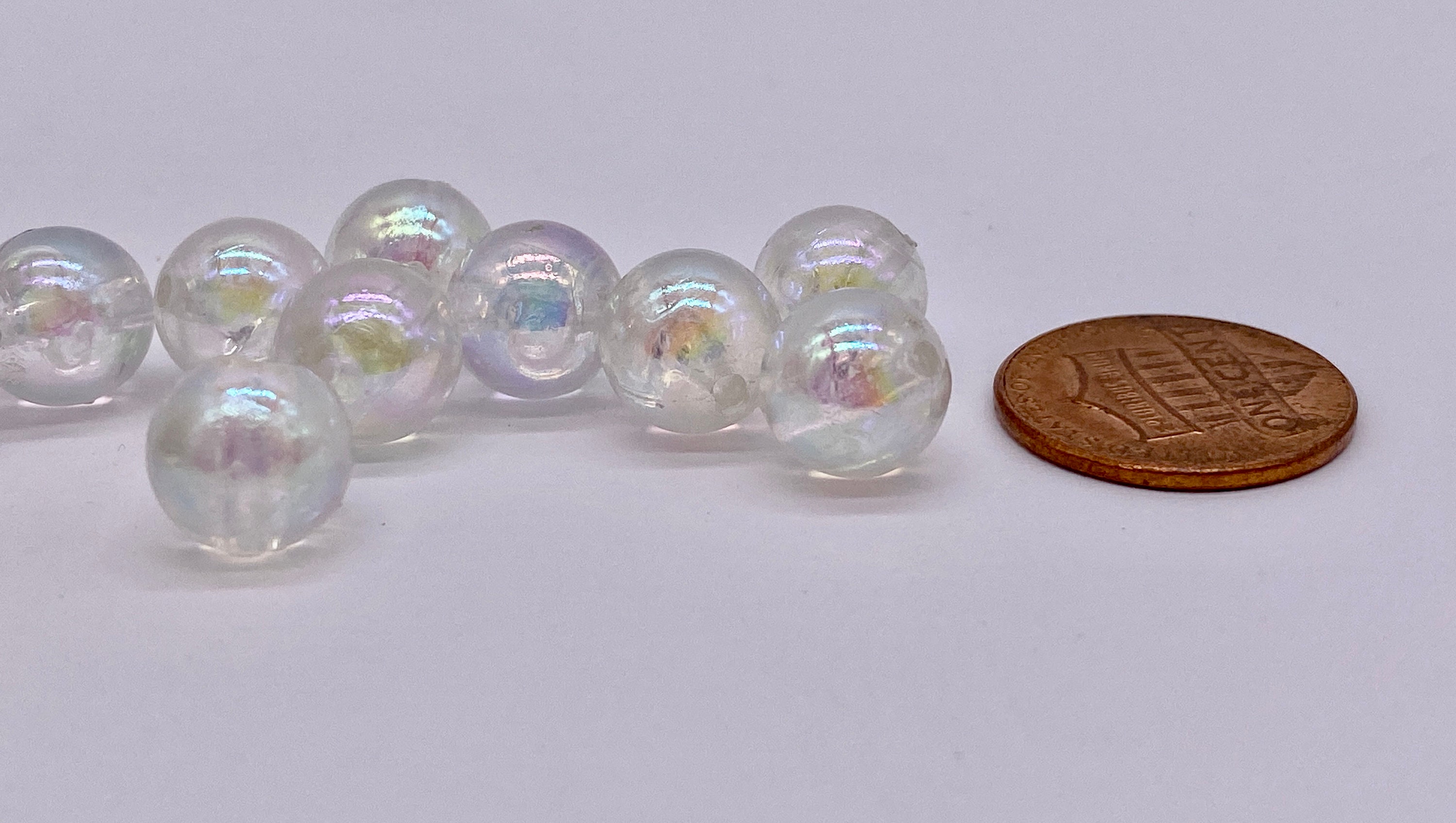 Clear Round Bubble Beads With AB Finish. 10mm. Acrylic.( 30 Pieces per ...