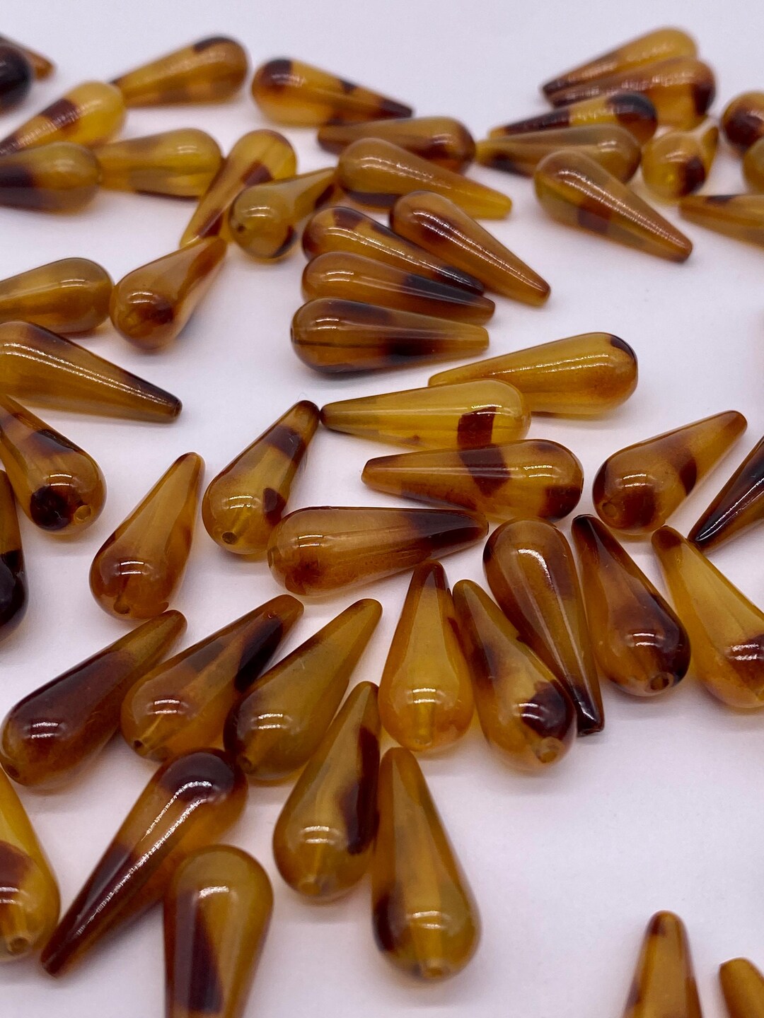 Vintage Tortoise Shell Colored Teardrop. 19mm Acrylic ( 20 Pieces per ...