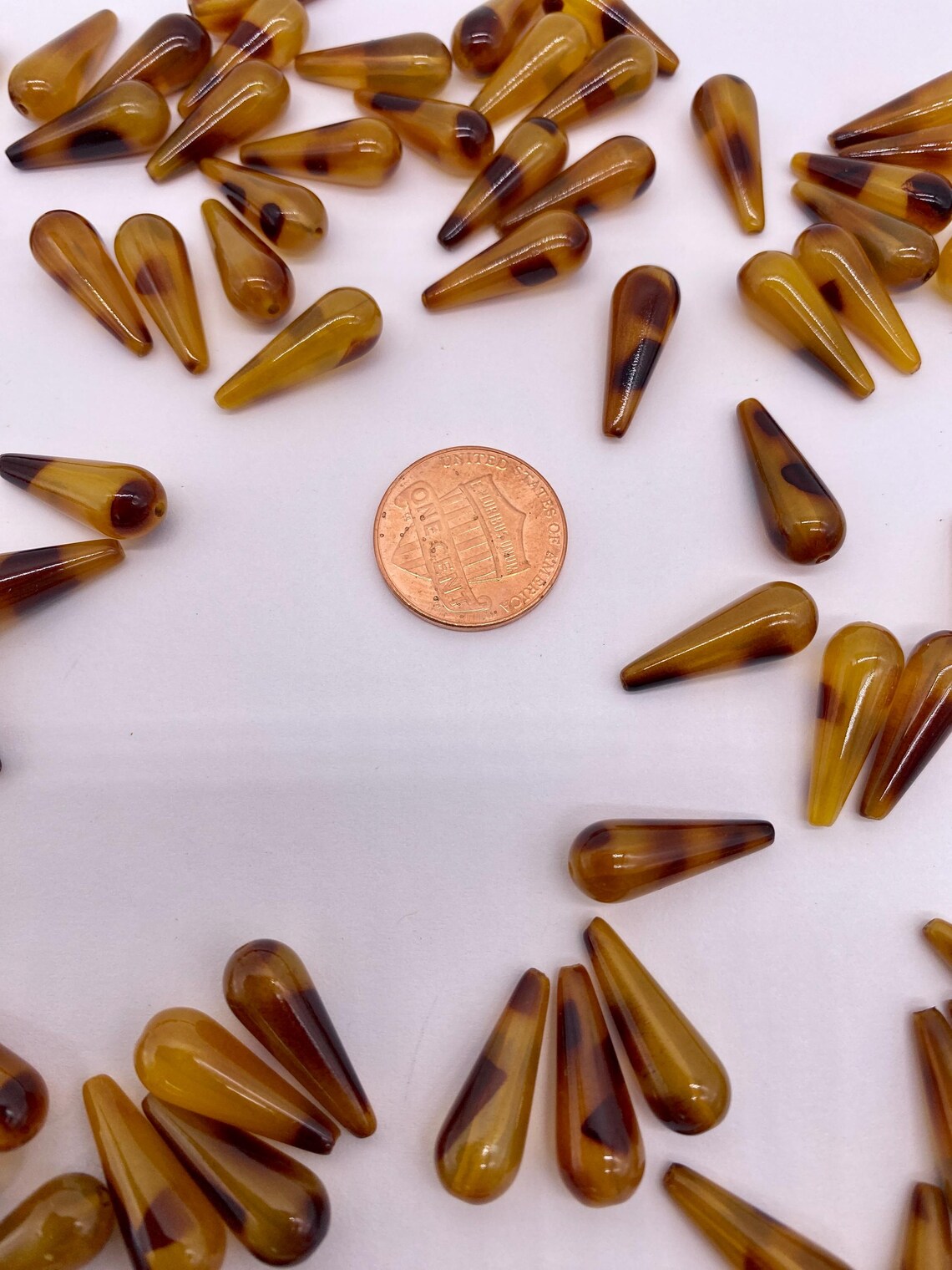 Vintage Tortoise Shell Colored Teardrop. 19mm Acrylic ( 20 Pieces per ...