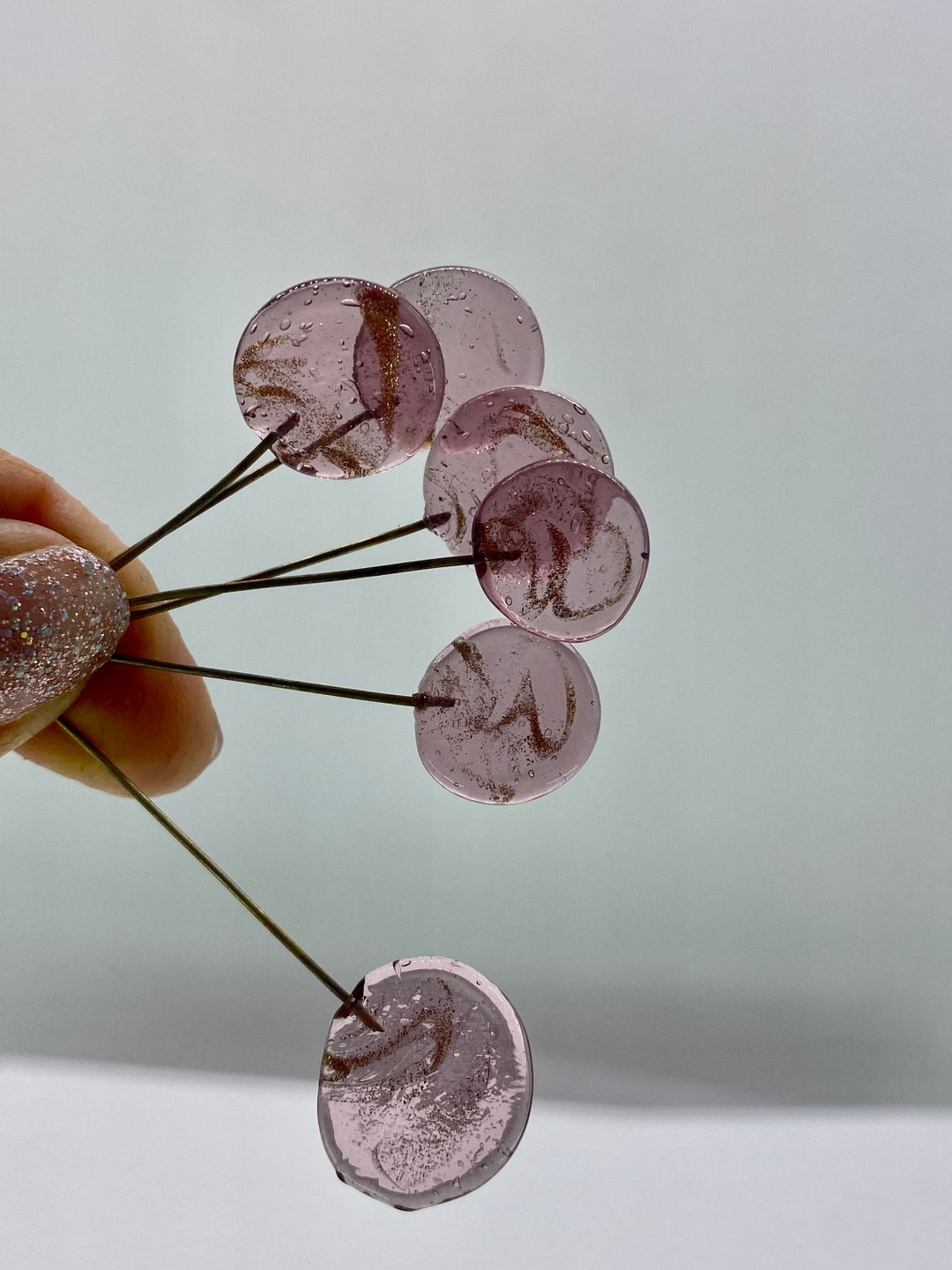 Flat Glass Sequin Disk With Fused Brass Wire/eyepin. Transparent Violet ...