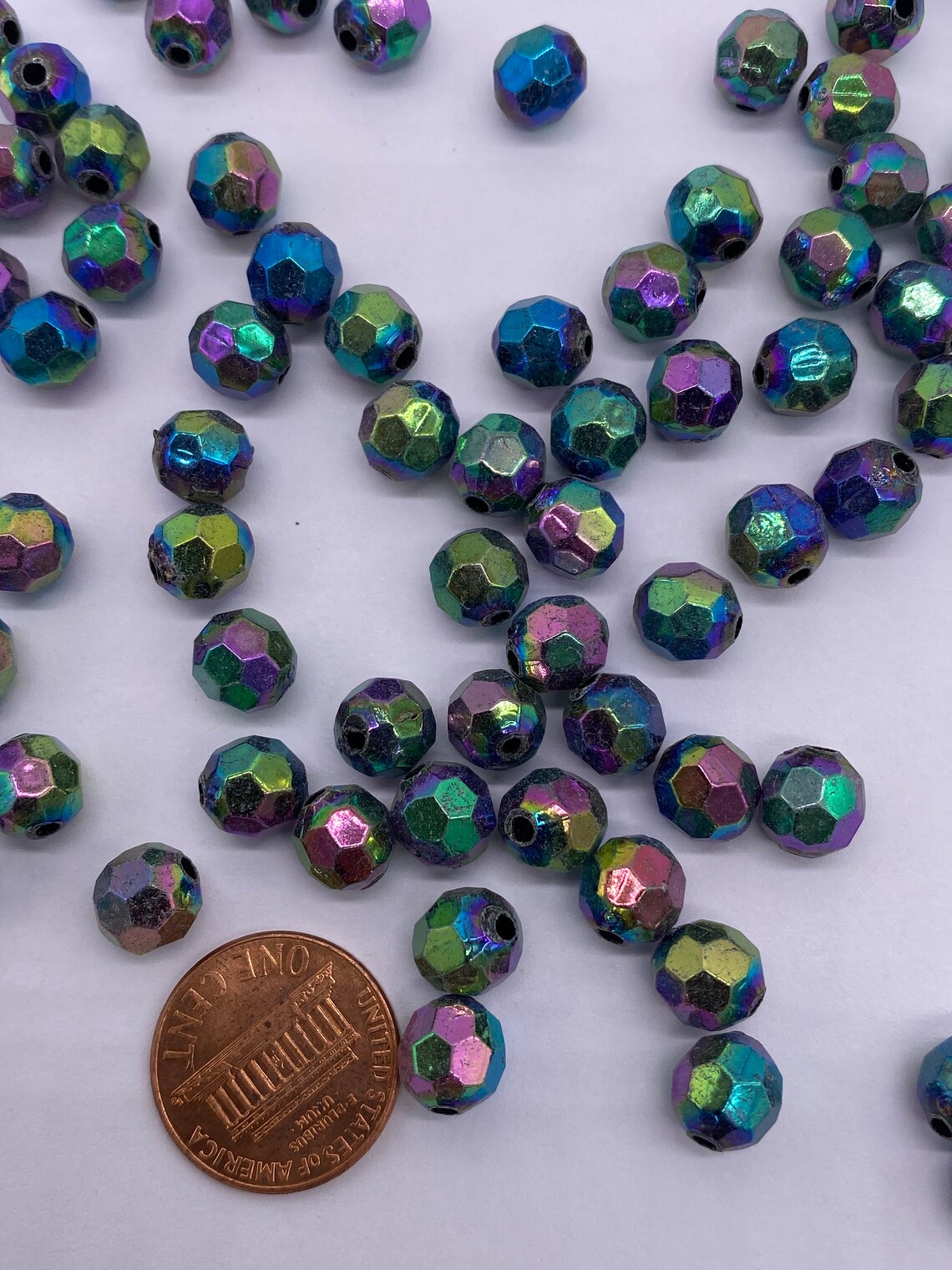 8mm Vintage Facetted Acrylic Bead With AB Finish ( 60 Pieces per Price ...