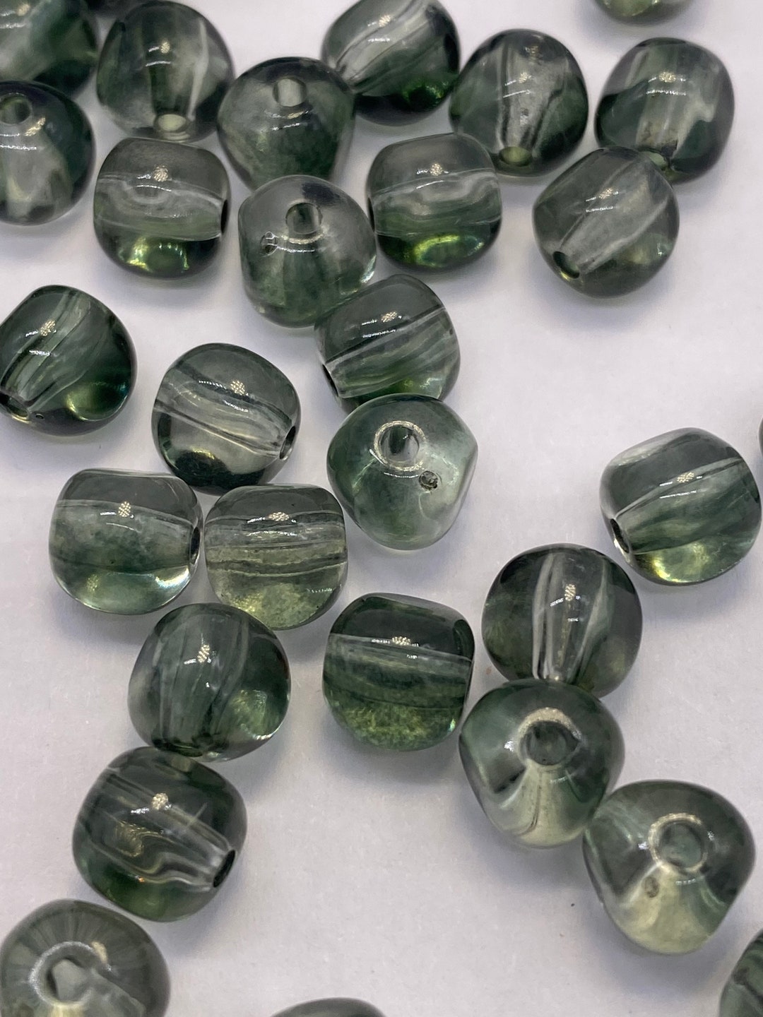 Transparent Olive Green Pinch Bead. Acrylic. 7x6mm.( 50 Pieces per ...
