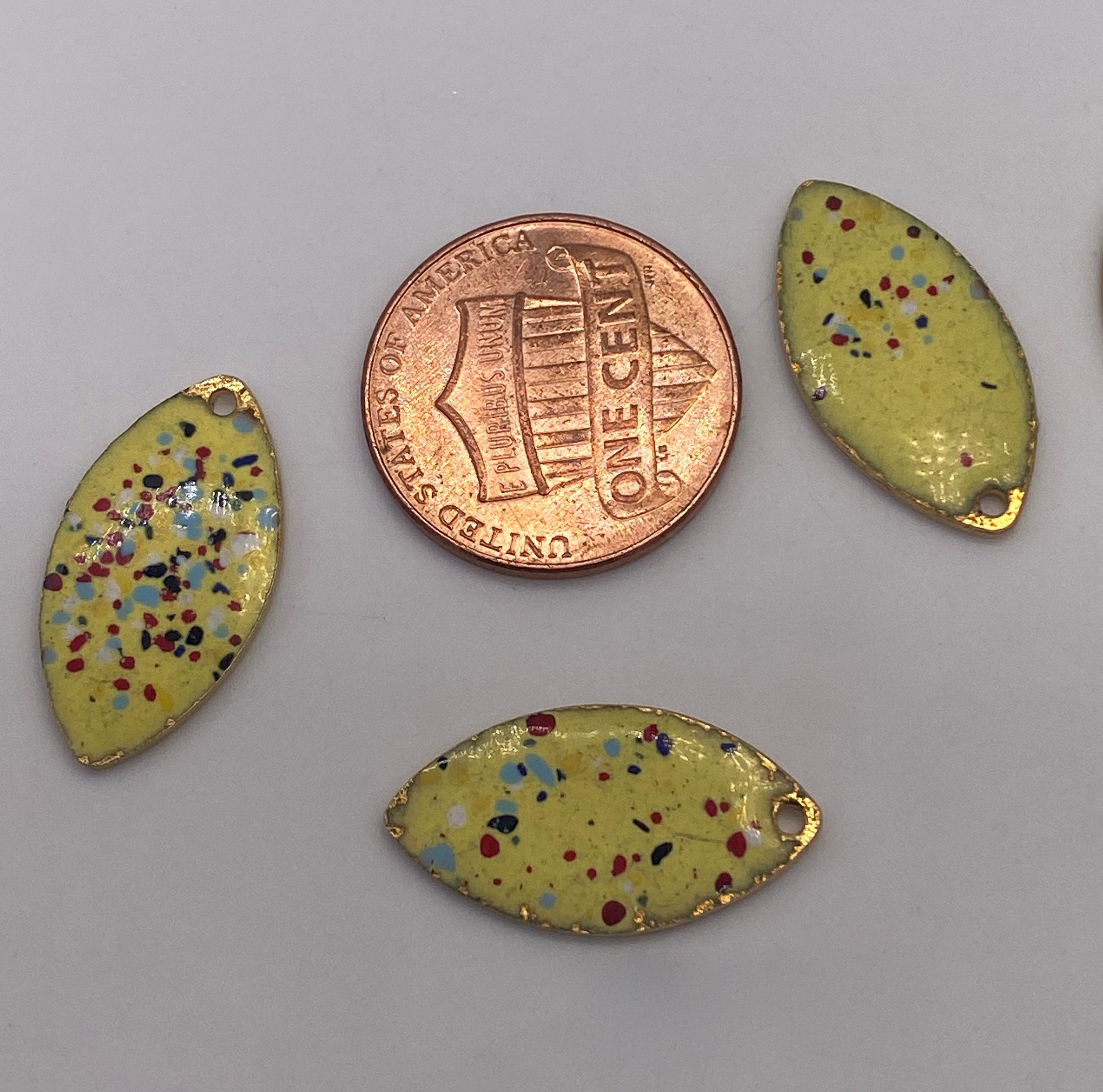 Vintage Enamel Jewelry Finding. Yellow Tear Drop. (6 Pieces per Price ...
