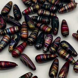 Vintage, Hand Painted Swirly Pattern Teardrop Beads From Germany. ( 20 ...