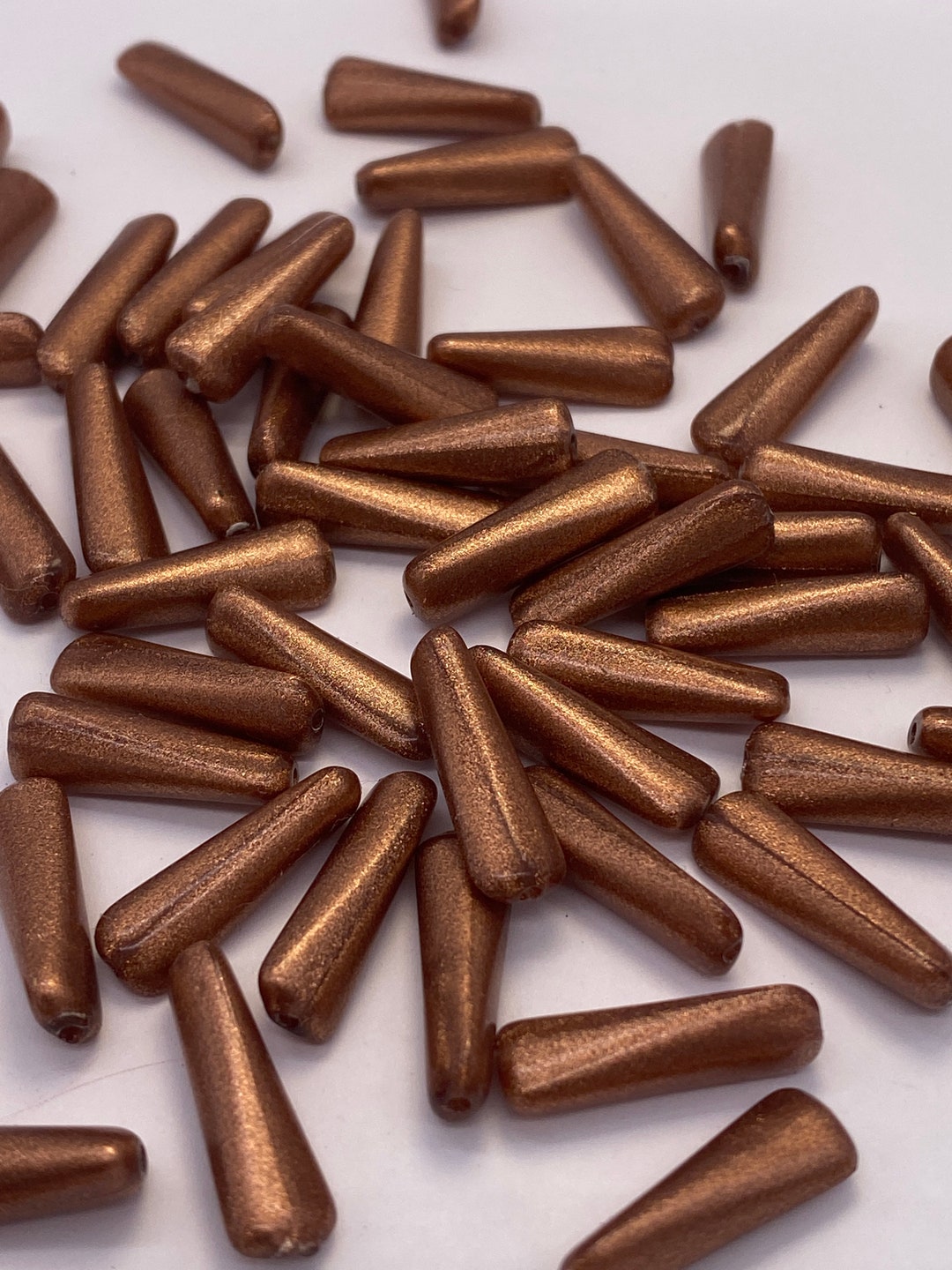 Vintage Bronze Copper/gold Tube Bead With Pinched Ends. 17mm. Acrylic ...