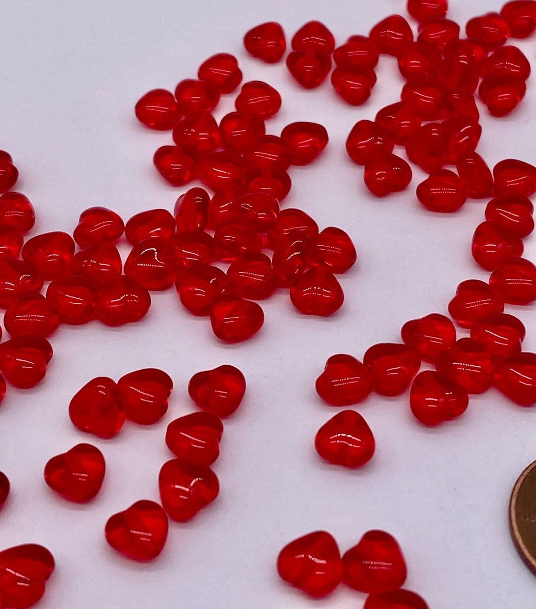 Beautiful Light Red Glass Valentines/hearts. 6mm ( 100 Pieces per Price ...