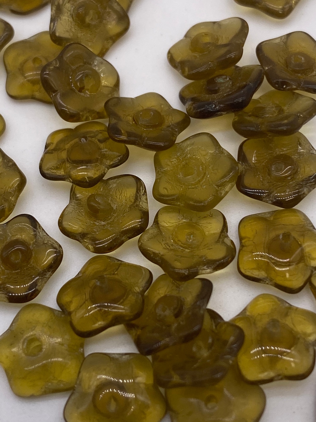 Petite Flat Glass Flower Beads From Czech Republic. ( 30 Pieces per ...