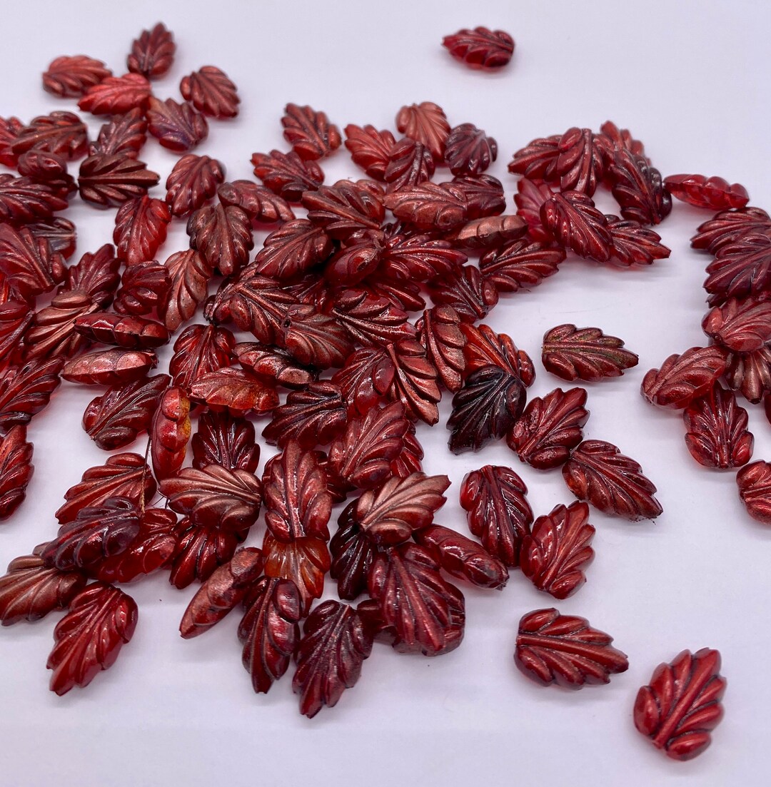 Small Leaf Bead. 13mm, Acrylic. Red Tones ( 30 Peices per Price) - Etsy