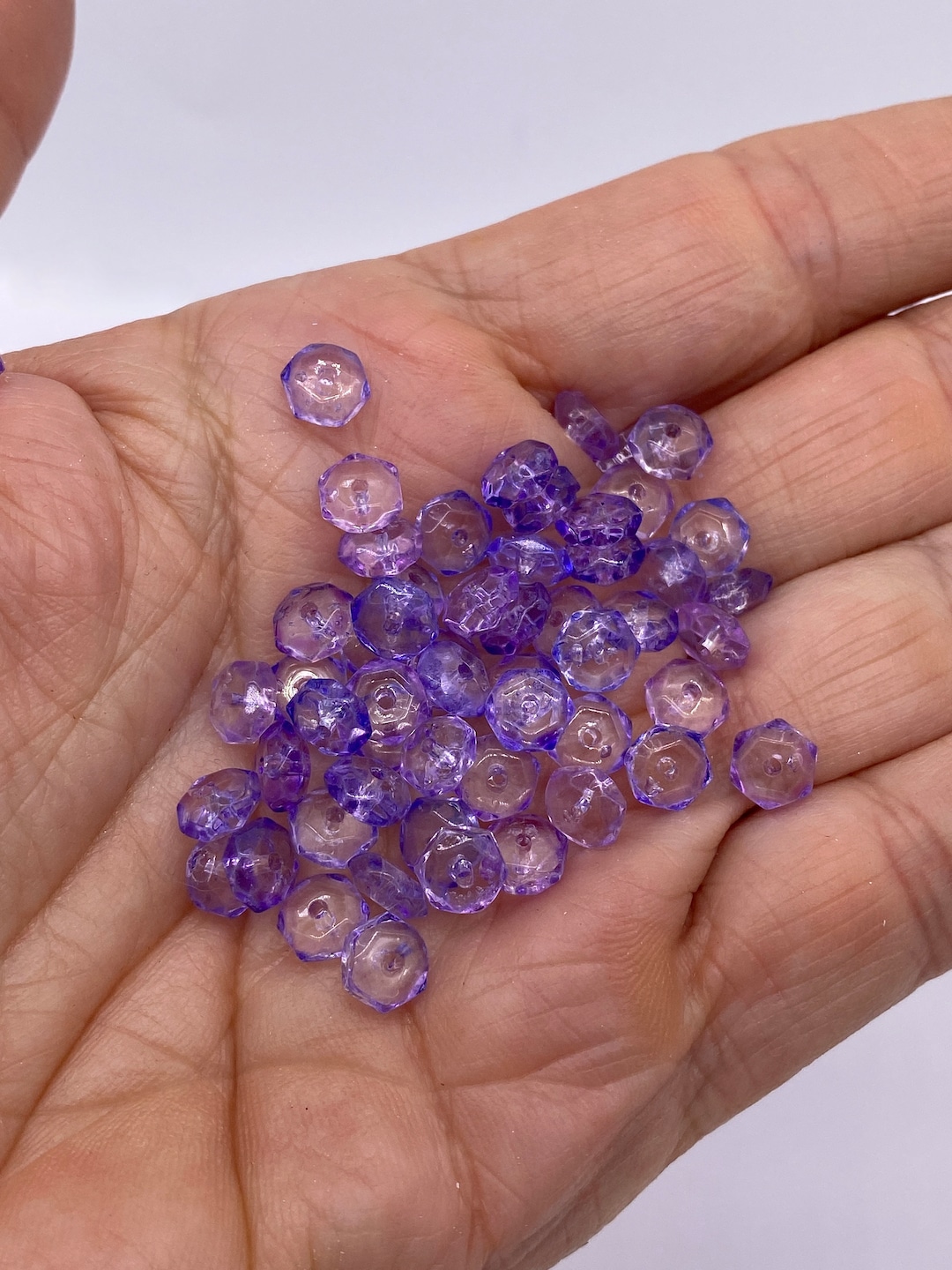 Vintage 5mm Round Glass Spacer Bead With Facetted Edges. Transparent ...