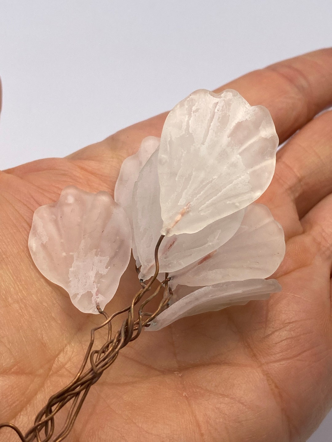 Venetian White Frosted Glass Scallop Leaves. 1920's ( 6 Pieces per ...