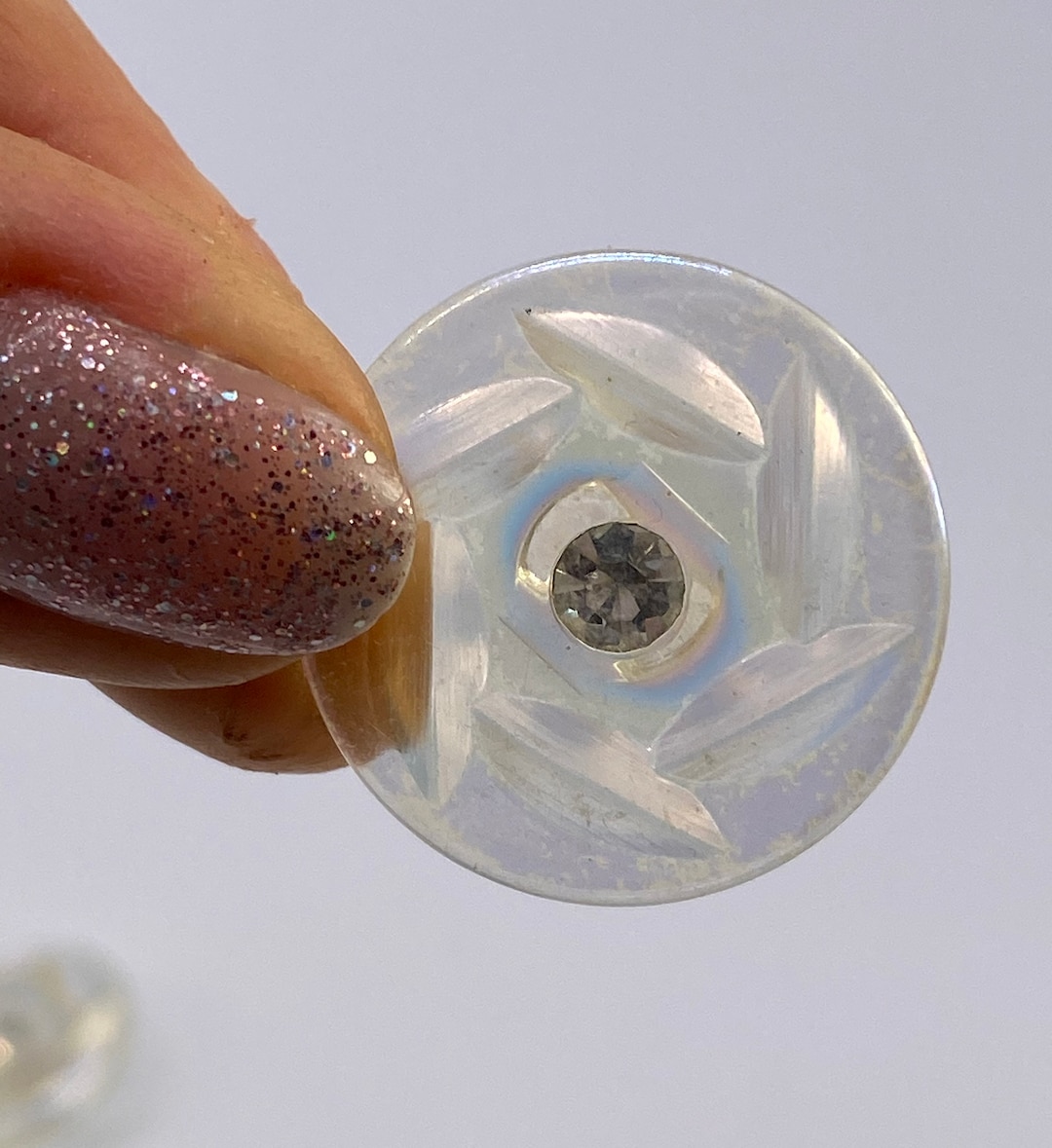 Clear Transparent Round Button With Diamond Center. (acrylic, 25mm) 4 ...