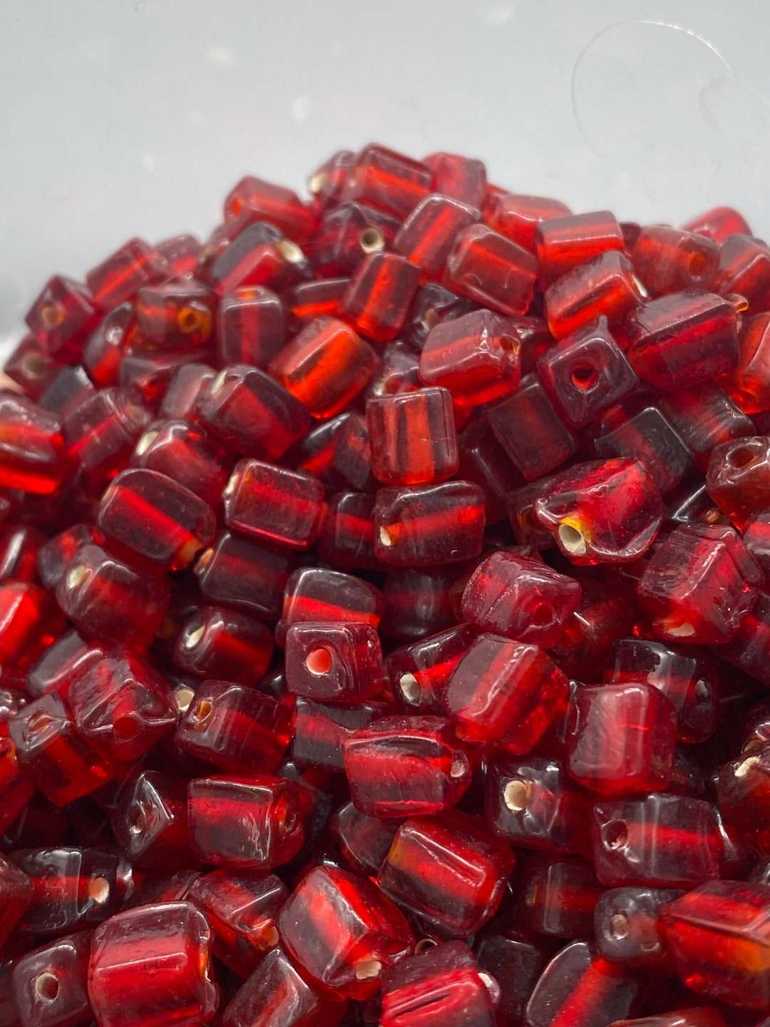 Small Glass Cube Bead. 6mm X 5mm. Ruby Red. 200 Peices per Price - Etsy