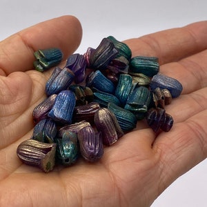 Hand Painted Tulip Flower Drops. 12mm. Multi Colored Metalic and Mirco ...