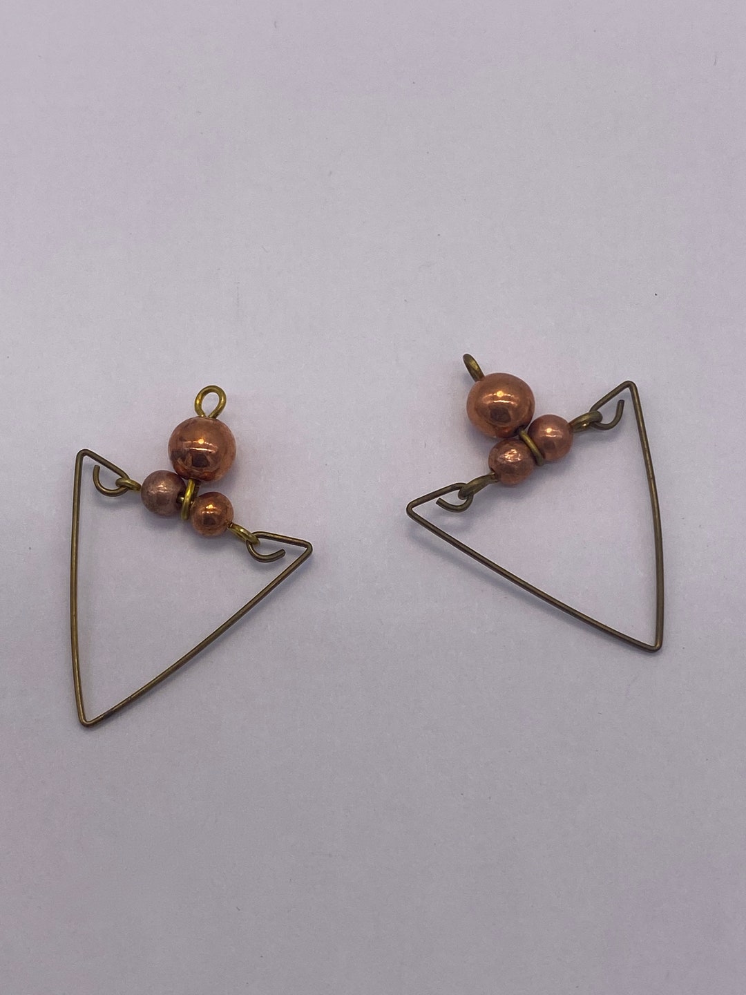 Vintage Brass and Copper Bead Triangle Earring Findings. (10 Pieces per ...