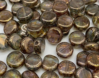 Flat Round Glass Beads - Etsy