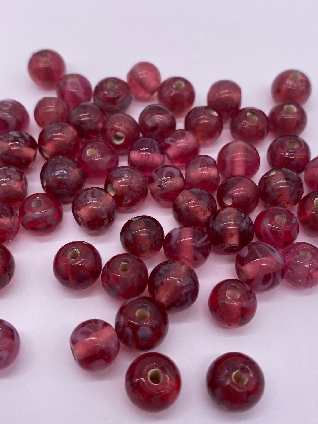 Ruby/pink Round Glass Bead. 10mm (60 Peices per Price) - Etsy