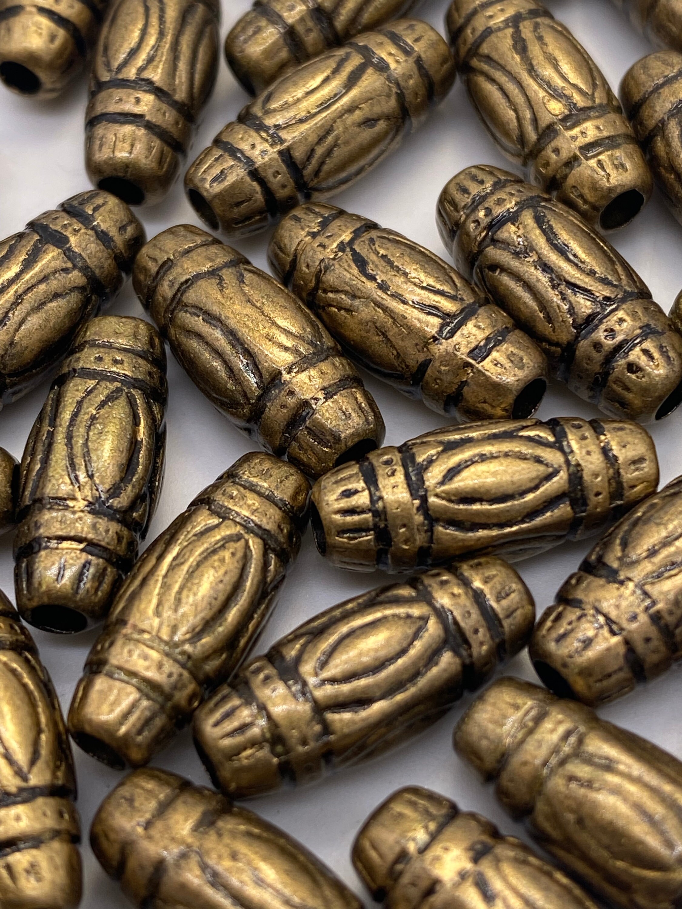 Oriental Inspired Gold Colored Barrel Beads. 20 Pieces per - Etsy