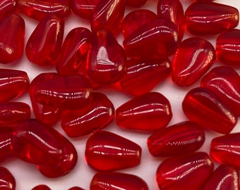 Ruby Red Glass Beads - Etsy