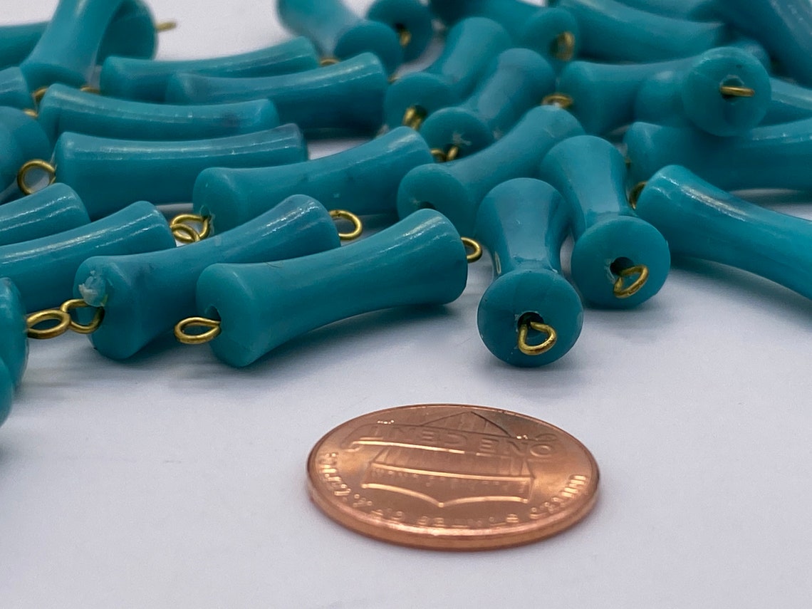 Large Vintage Bone Shaped Connectors. Acrylic Turquoise. 22mm | Etsy