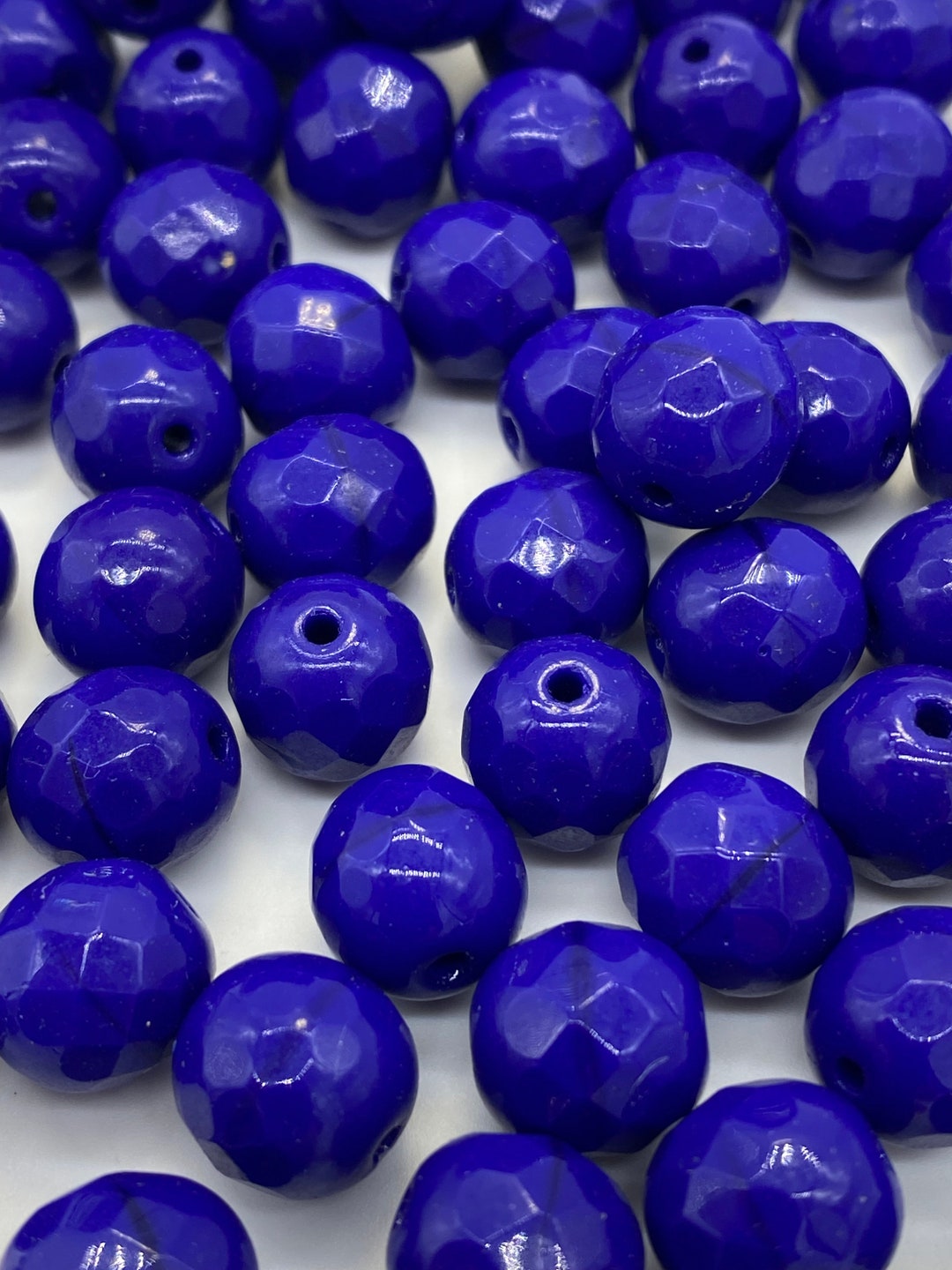 Opaque Blue 10mm Facetted Glass Beads. Czech. (26 Beads per Price) - Etsy