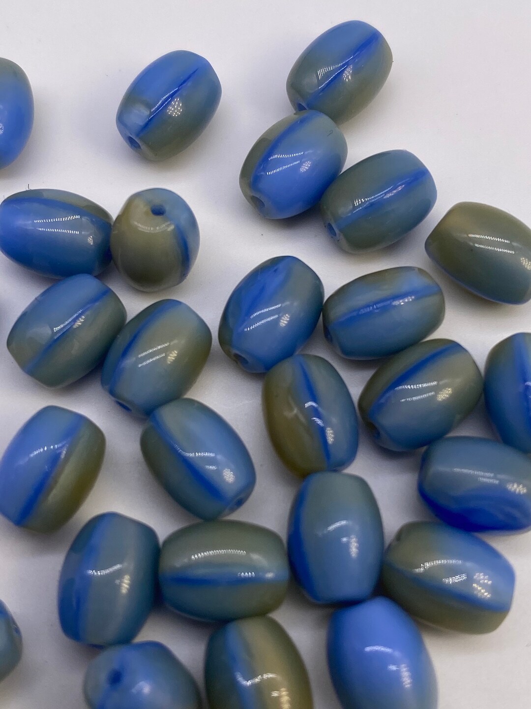 Beautiful Striped Glass Barrel Beads From Germany. ( 40 Pieces per ...