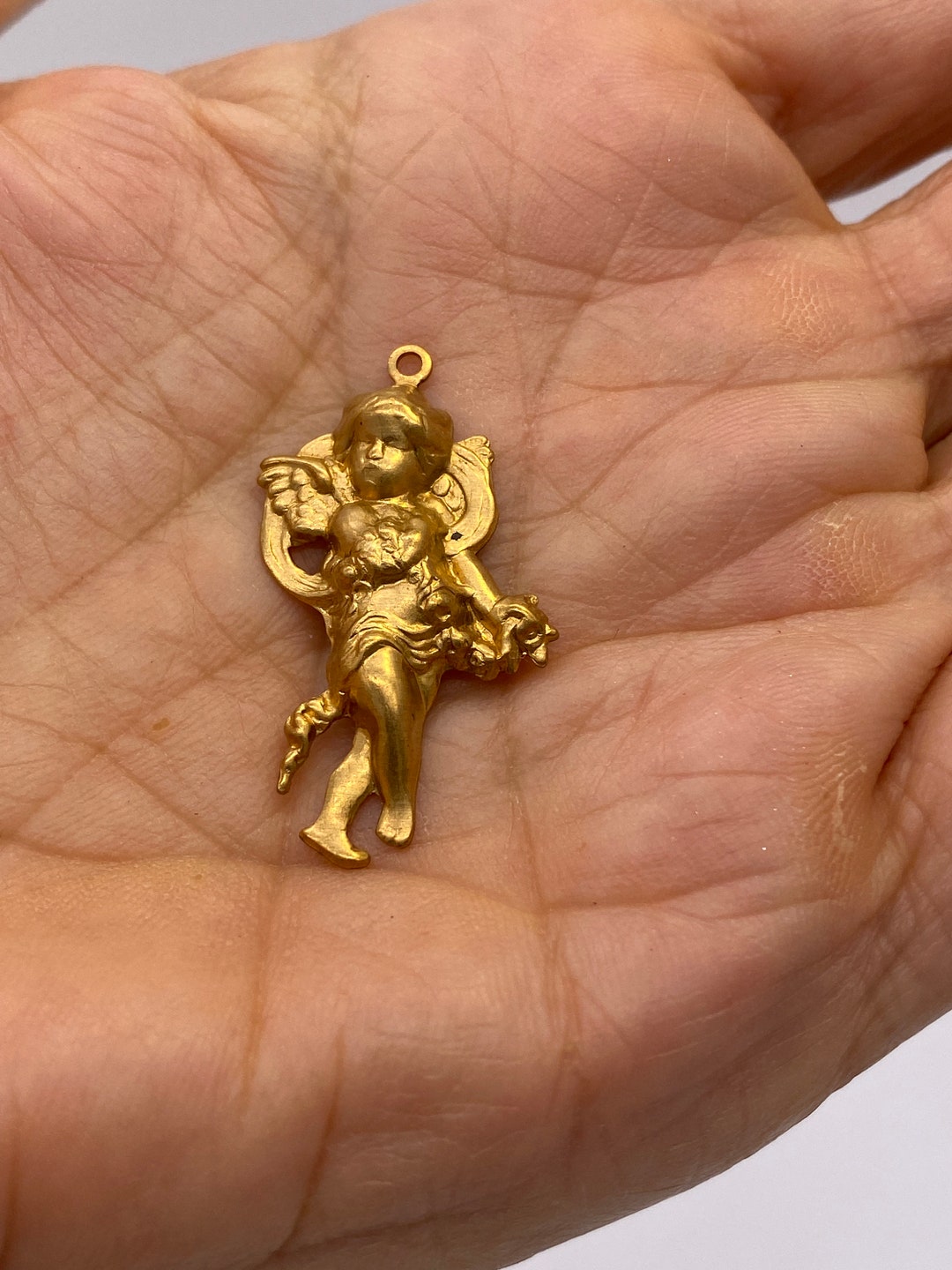 Large Vintage Brass Cherub/cupid Charm/finding/stamping. 32mm (4 Peices ...