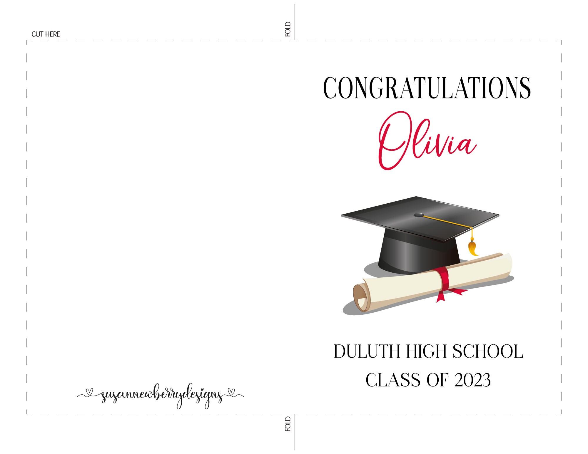 Personalized Printable Congratulations Card for Graduate and Envelope ...