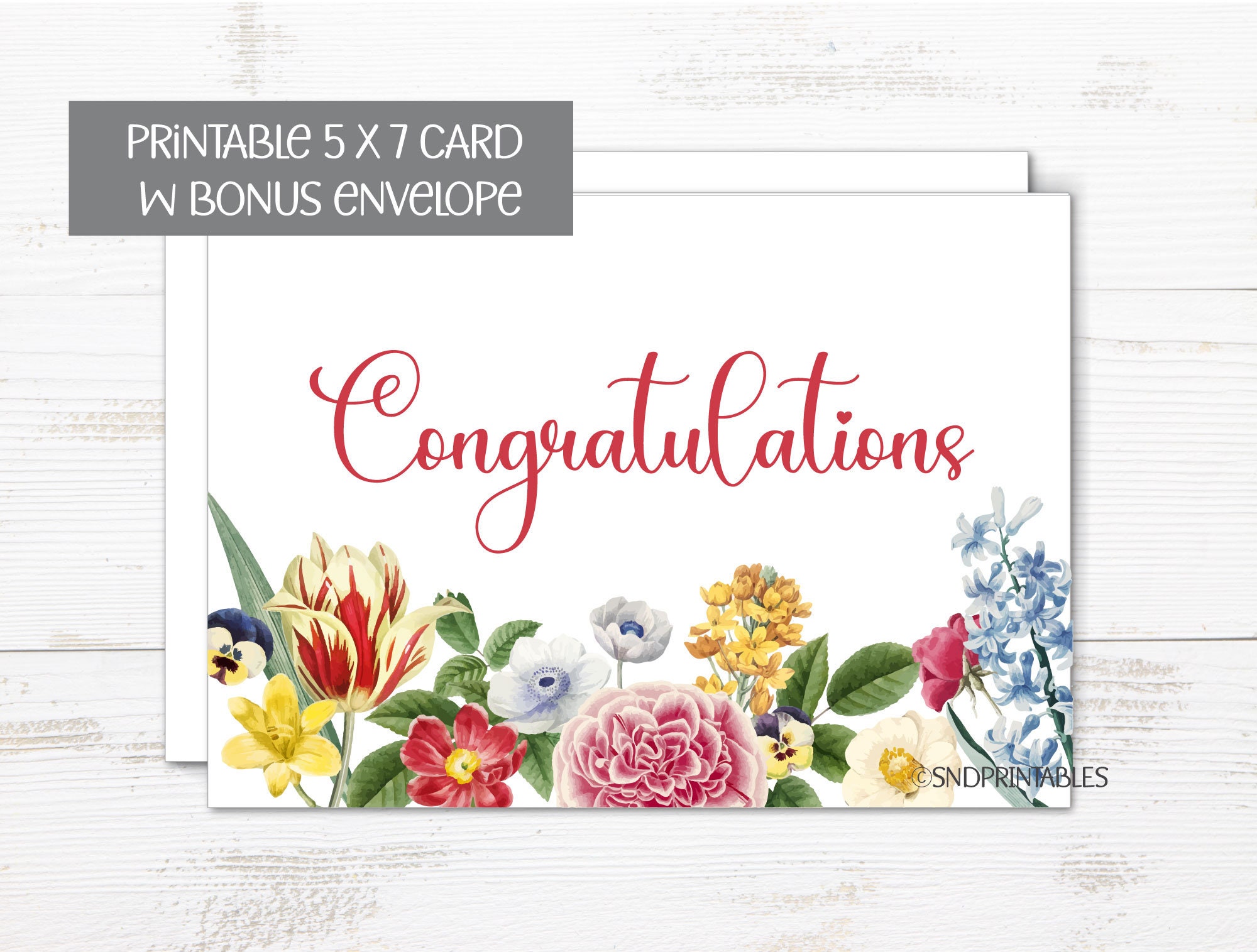 Floral Congratulations Printable Card - Spring Flowers ...