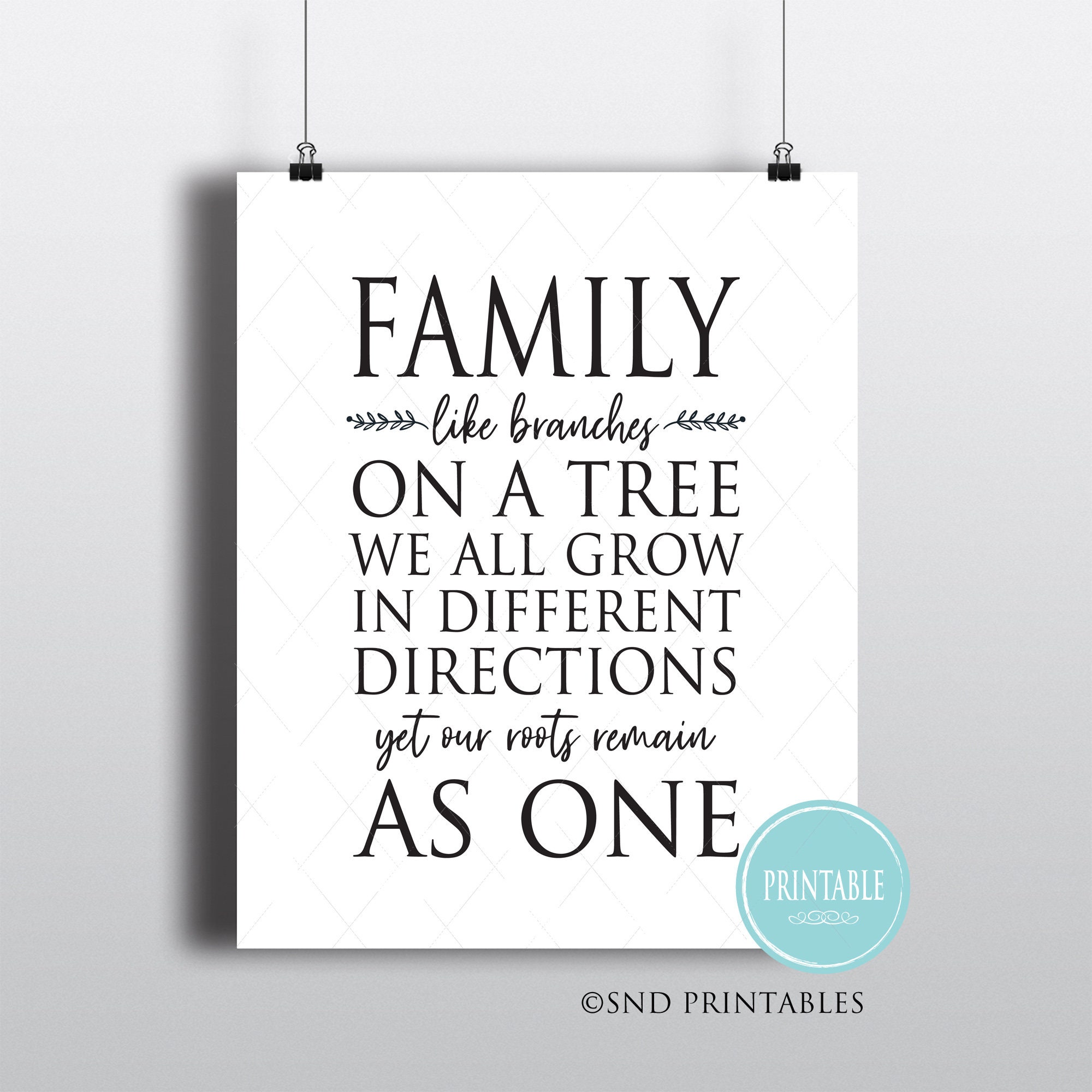 Family Tree Branches Quote Art Printable (digital File) - Etsy