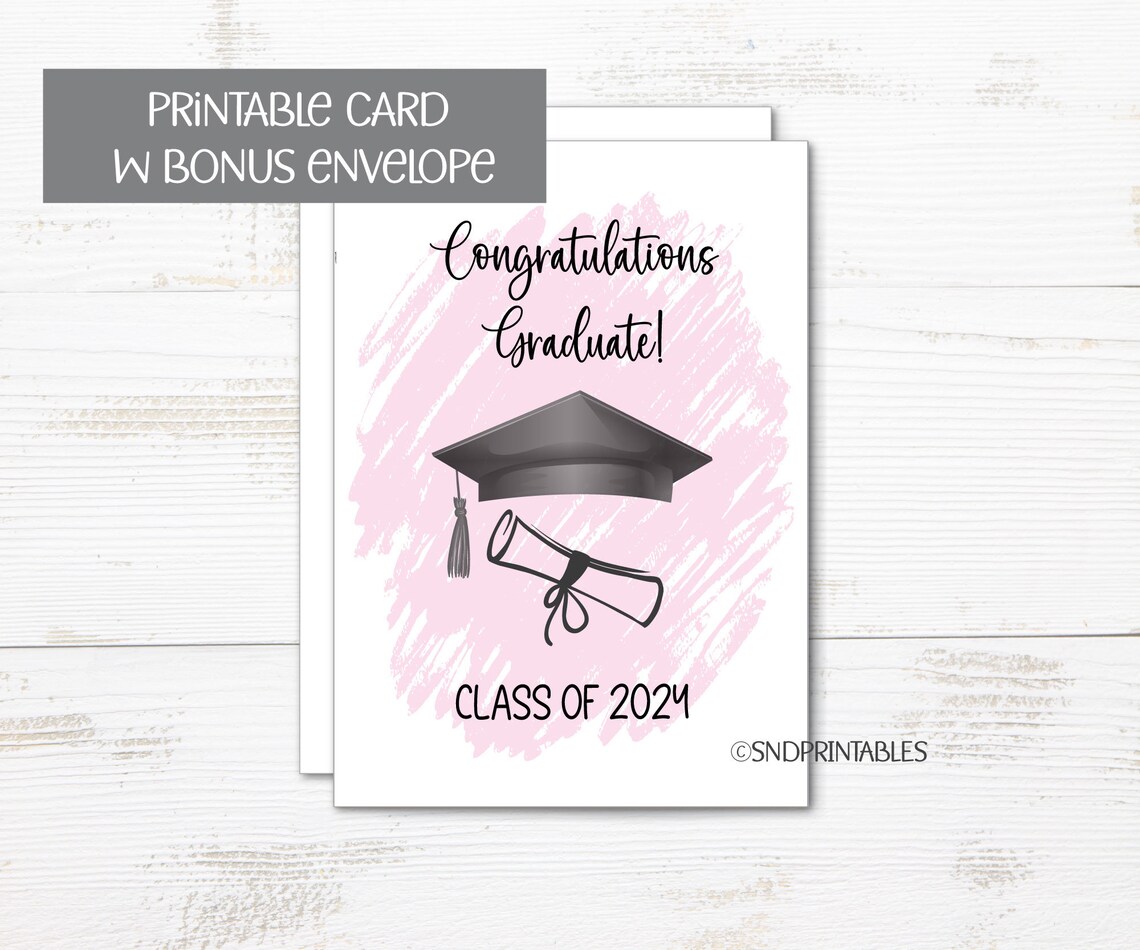 Congratulations Graduate 2024 Printable Greeting Card for Girl in Two ...