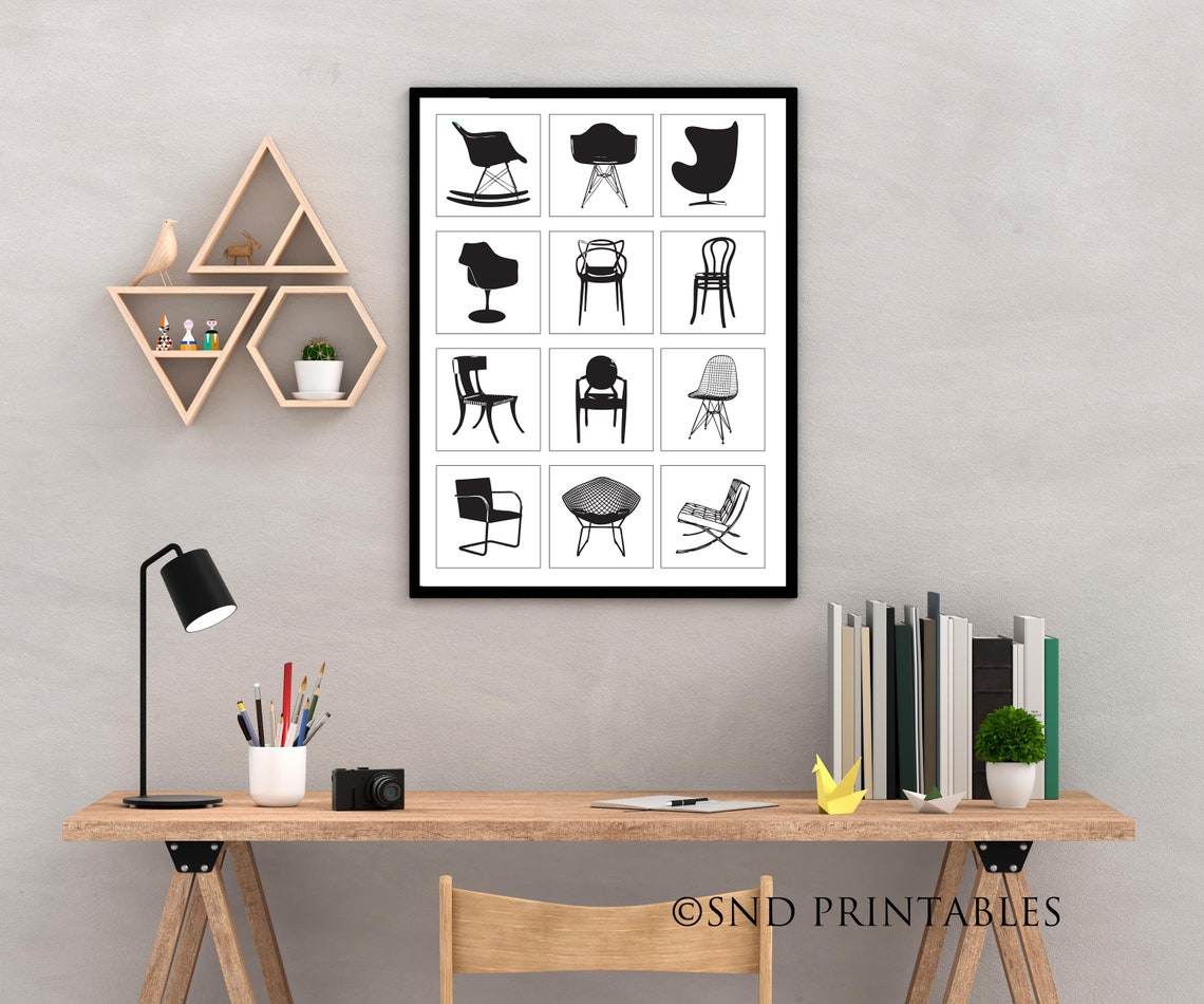 Chair Poster Retro Chairs 12 Chairs Poster Printable in 8 X 10 and 12 X ...