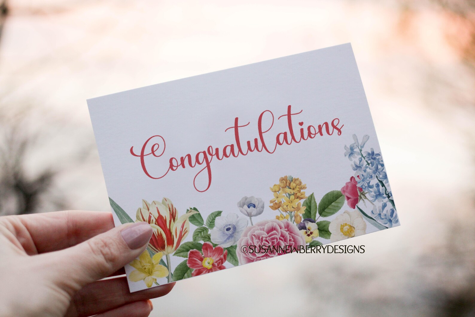 Floral Congratulations Printable Card - Spring Flowers ...