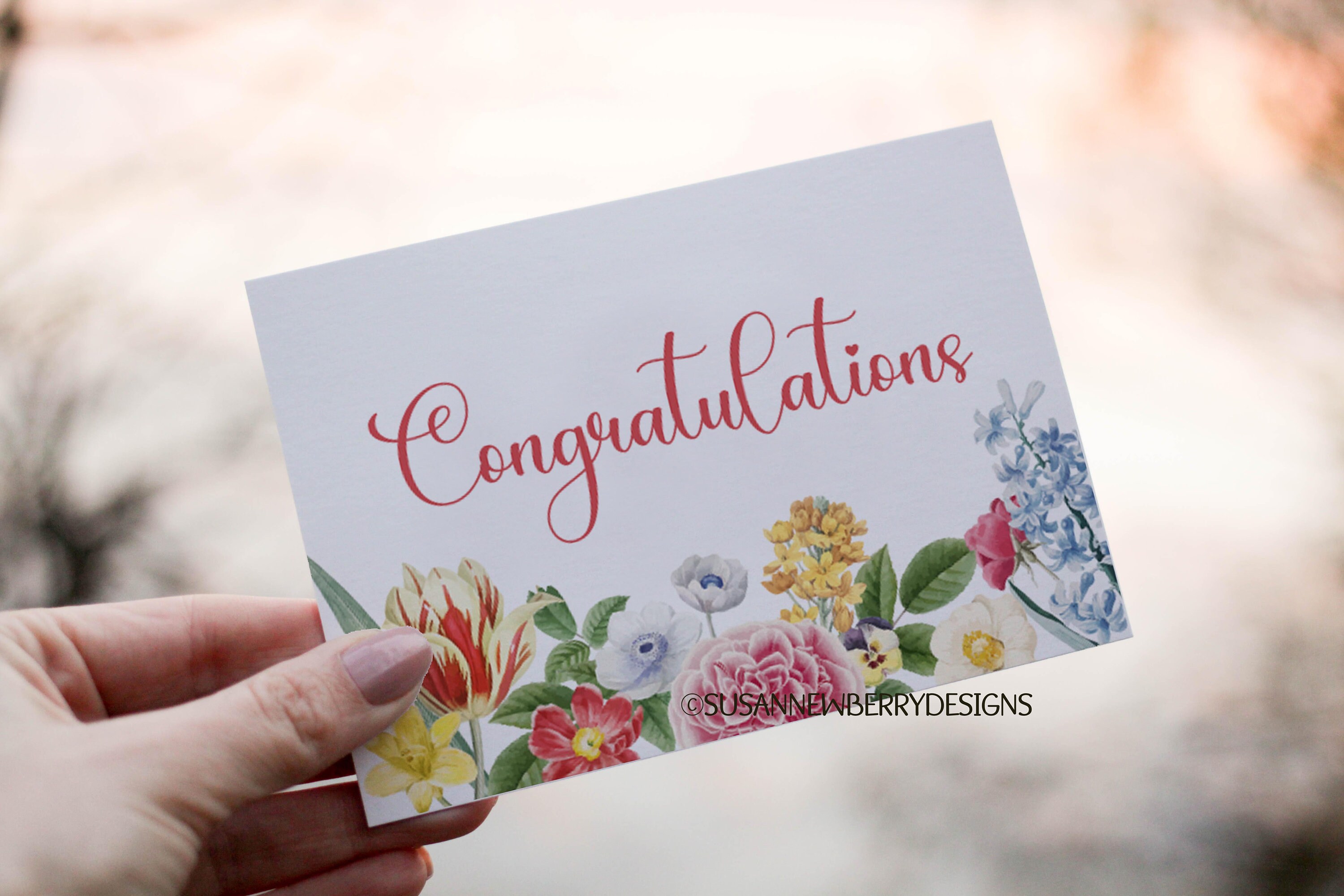 Floral Congratulations Printable Card - Spring Flowers ...