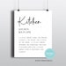 Kitchen Definition Art Printable in 8 X 10 and 12 X 16 Digital File ...
